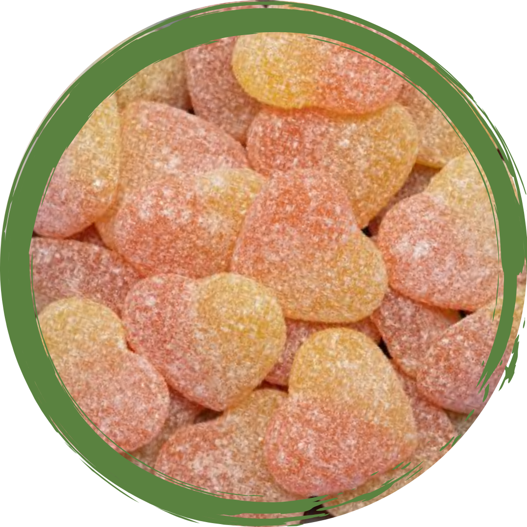 Sour peach hearts vegan lollies 200g
